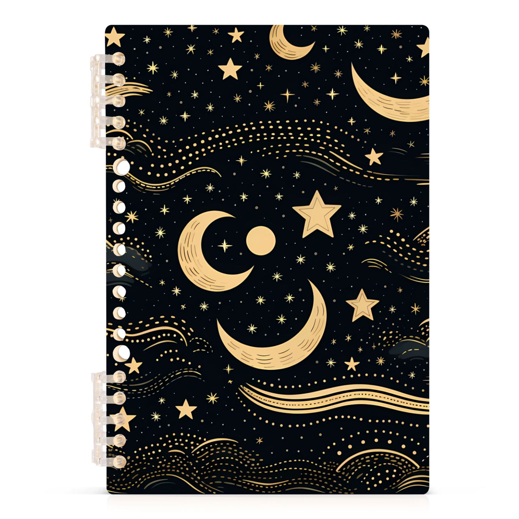 Crescent Moon and Star Spiral Notebooks 60 Sheets 120 Pages A5 Journal ...