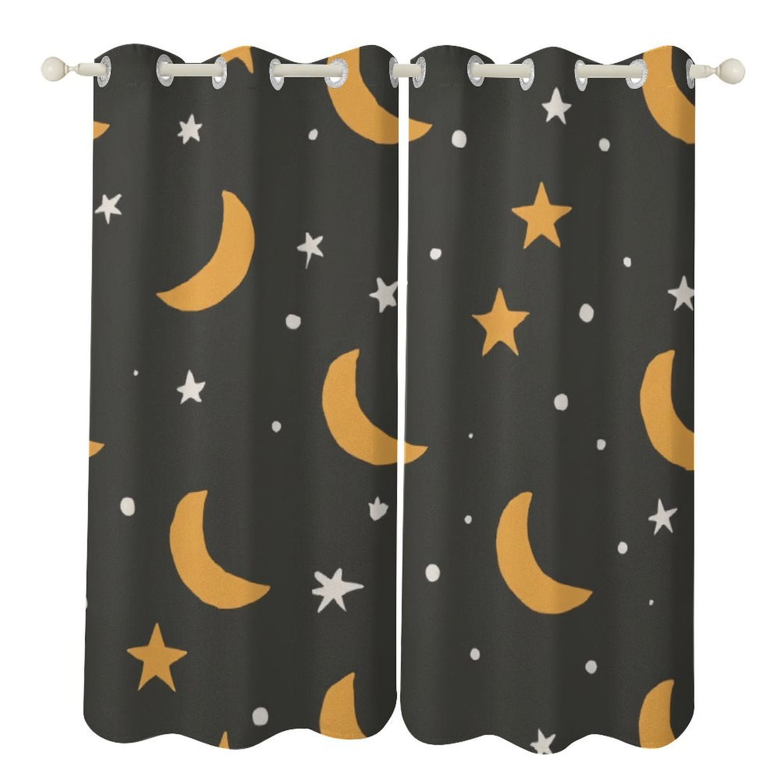 Crescent Moons And Stars Pattern Luxury Window Curtains Blinds for ...