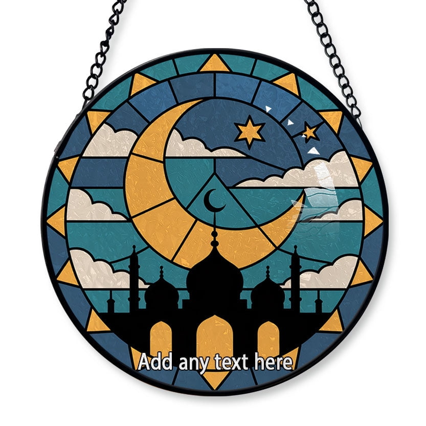 Crescent & Mosque Stained Glass Suncatcher Window Hanging ...