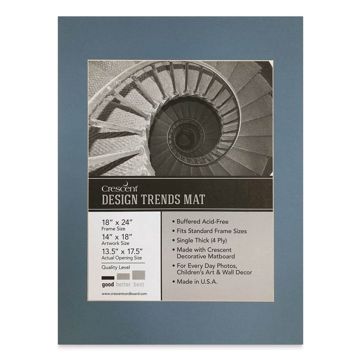 Crescent Pre-Cut Mat - Biscay Blue, 18" x 24" (13-1/2" x 17-1/2 ...