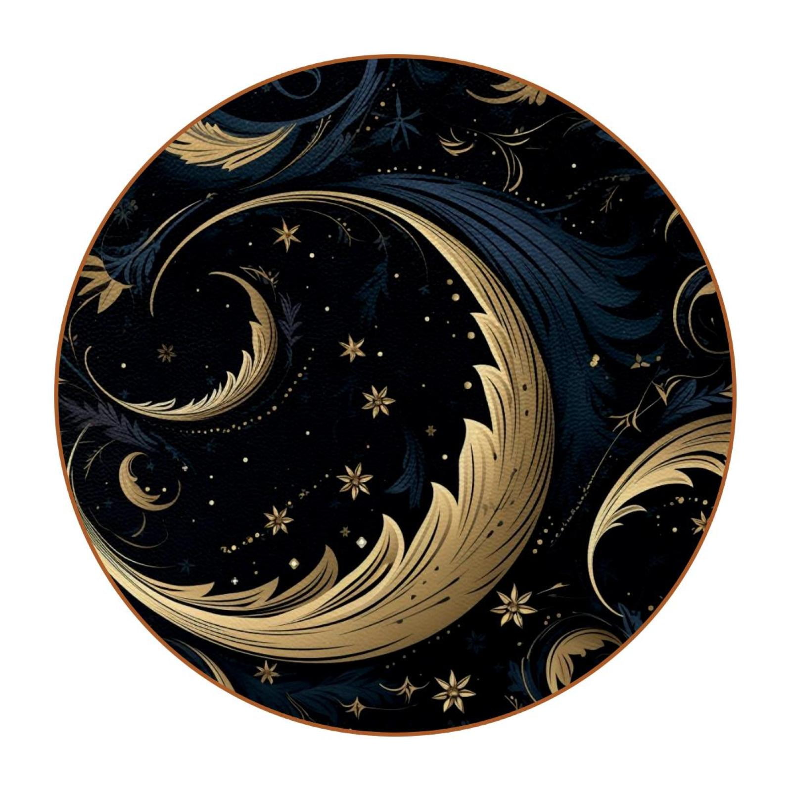 Crescent Set of 6 Round Coasters, Microfiber Leather Drink Coasters ...