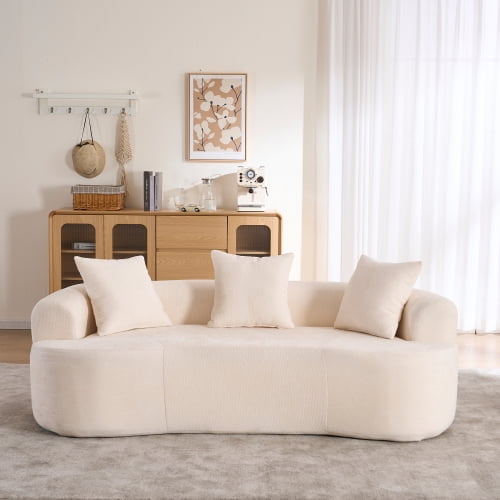 Crescent Shaped Sofa, Modern Low Back Design with Deep Cushions, Self ...