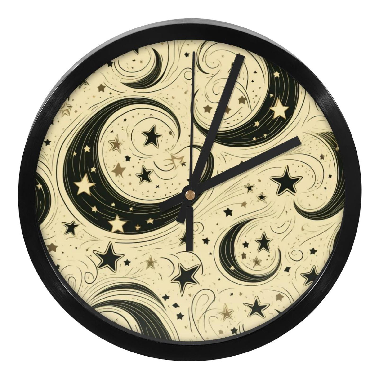 Crescent Sign 9.8 Inch Silent Non-Ticking Round Digital Wall Clock ...