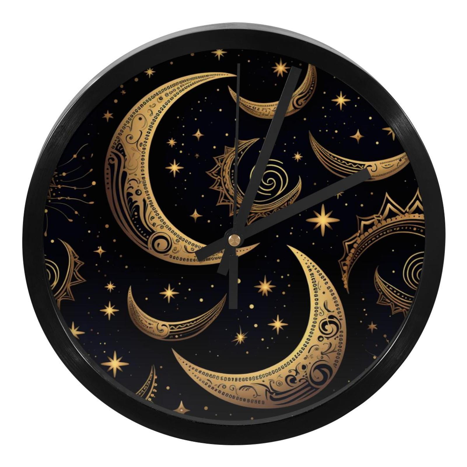 Crescent Sign 9.8 Inches Silent Wall Clock, Round Digital Battery ...