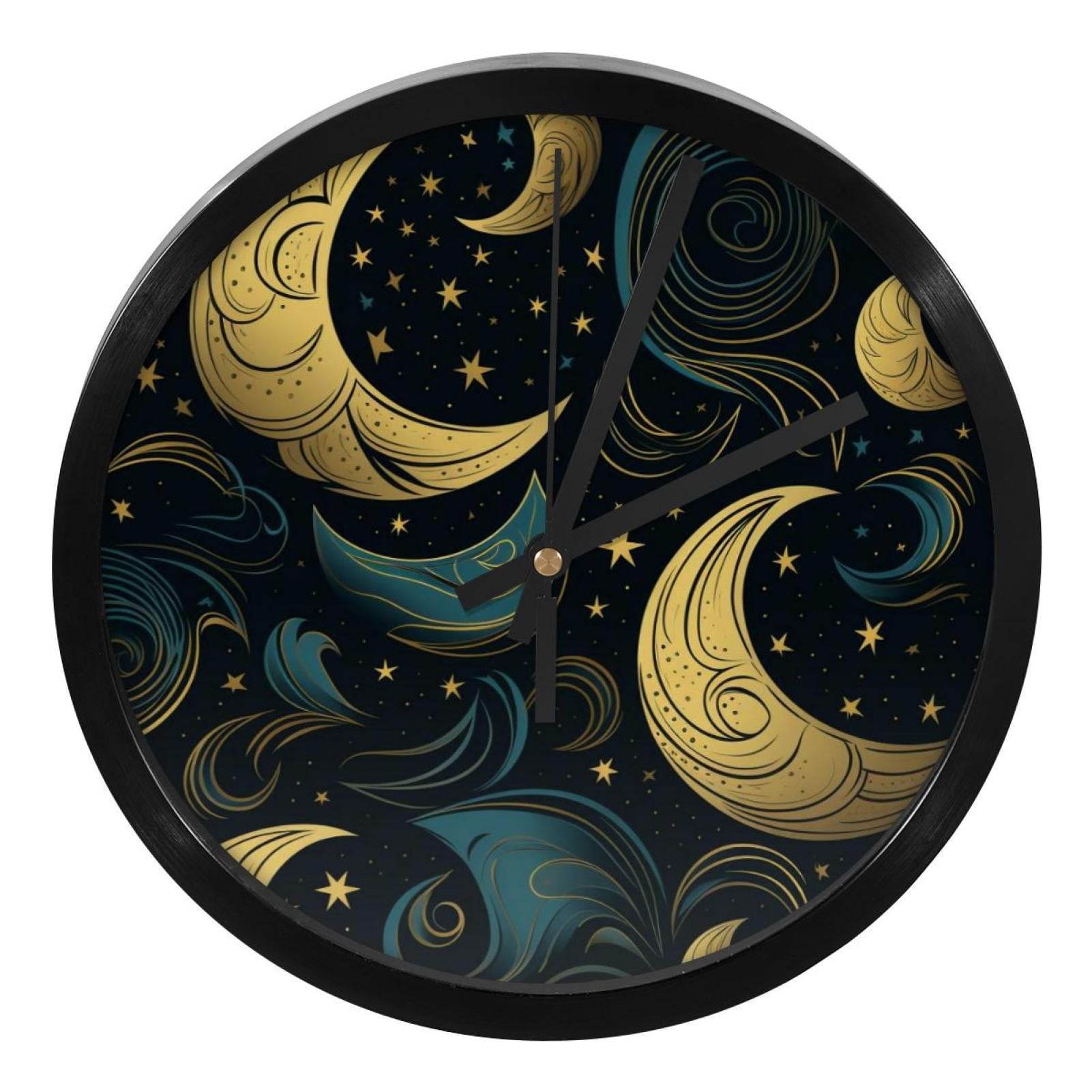 Crescent Sign 9.8 Inches Silent Wall Clock, Round Digital Battery ...