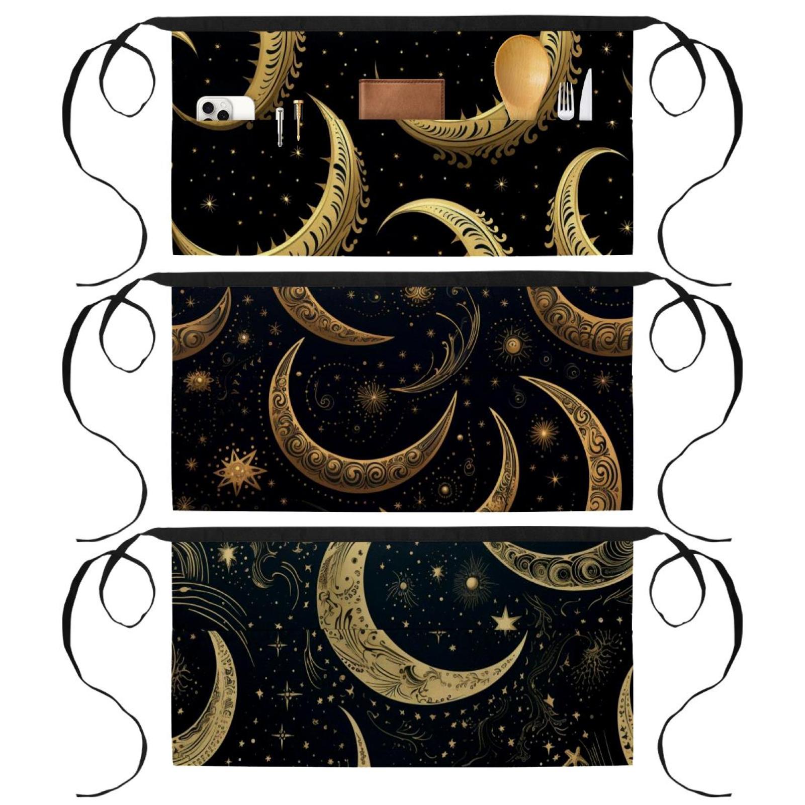 Crescent Sign Art Apron with 3 Pockets, Printed Design for Artists ...