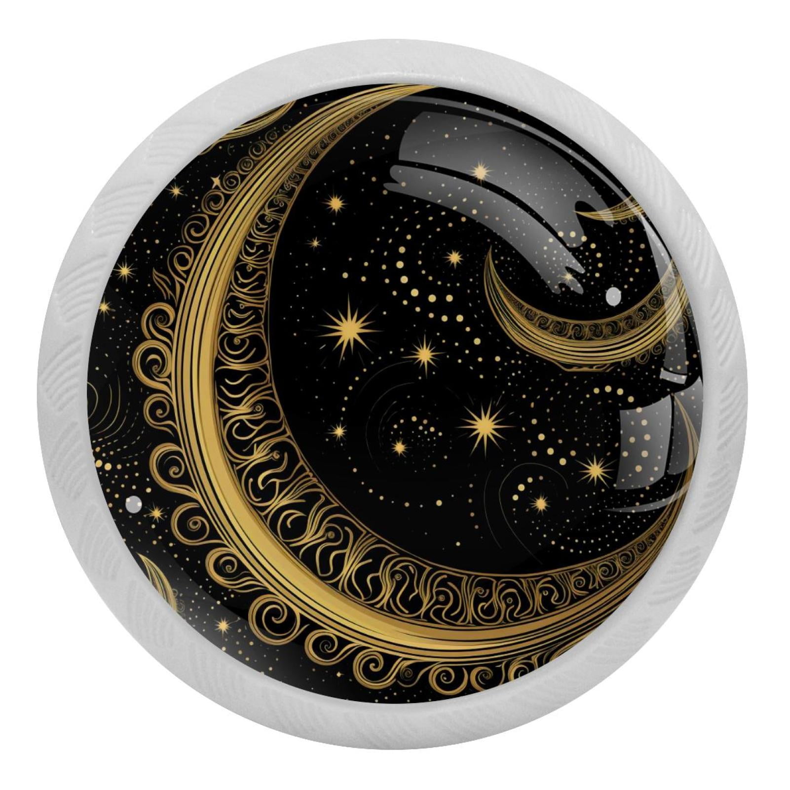 Crescent Sign Crystal Knobs with Screws - 4-Pack Round Fluorescent ...