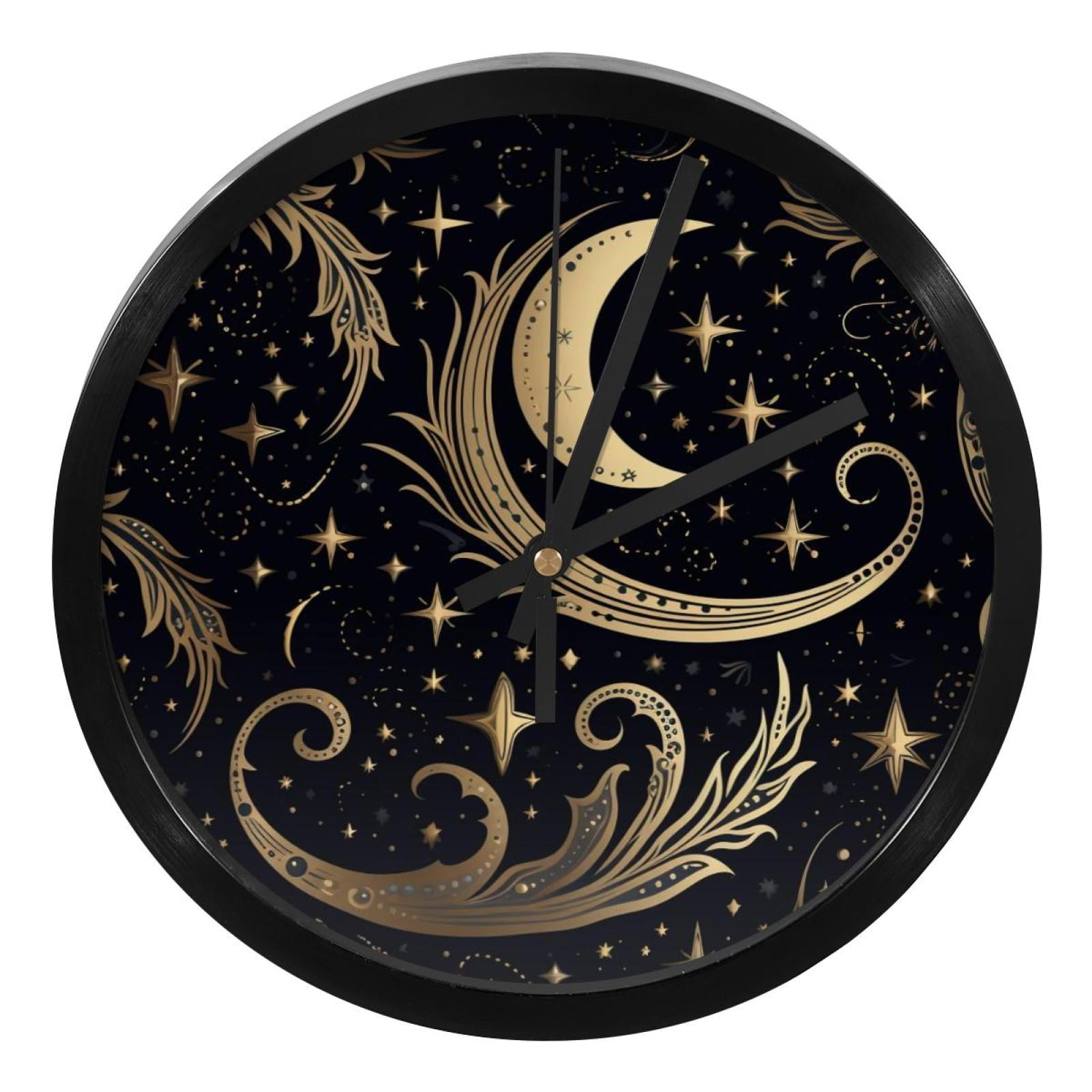 Crescent Sign Modern Wall Clock, 9.8 Inches, Silent Non-Ticking Round ...