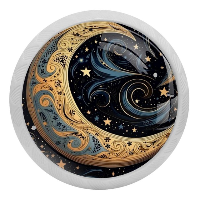 Crescent Sign Round Glow-in-the-Dark Cabinet Knobs: Fluorescent Drawer ...