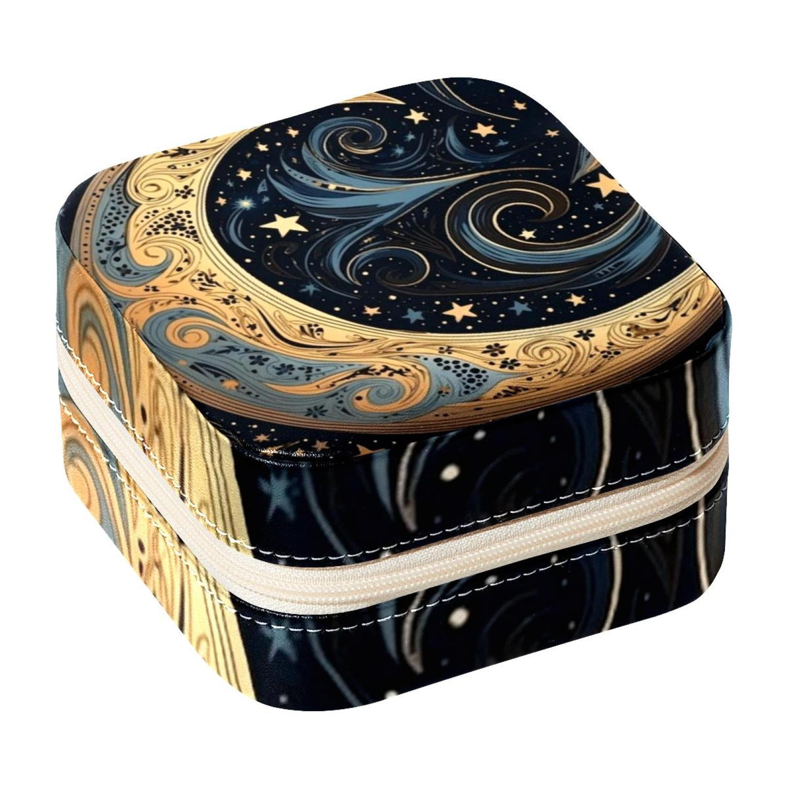 Crescent Sign Travel Portable Square Jewelry Box Earring Organizer ...