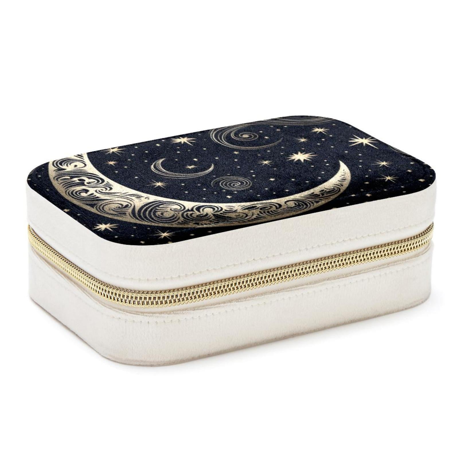 Crescent Sign Velvet Portable Jewelry Box with Removable Compartment ...