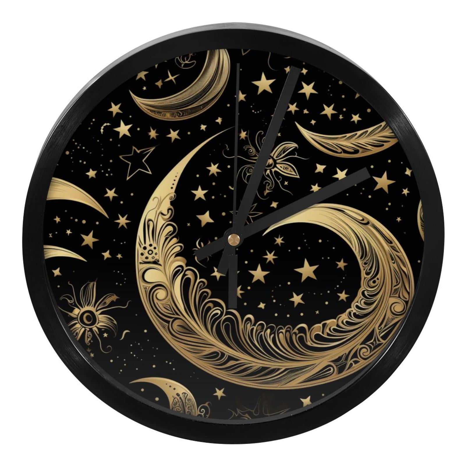 Crescent Sign Wall Clock, 9.8 Inches, Silent, Not Ticking, Round ...