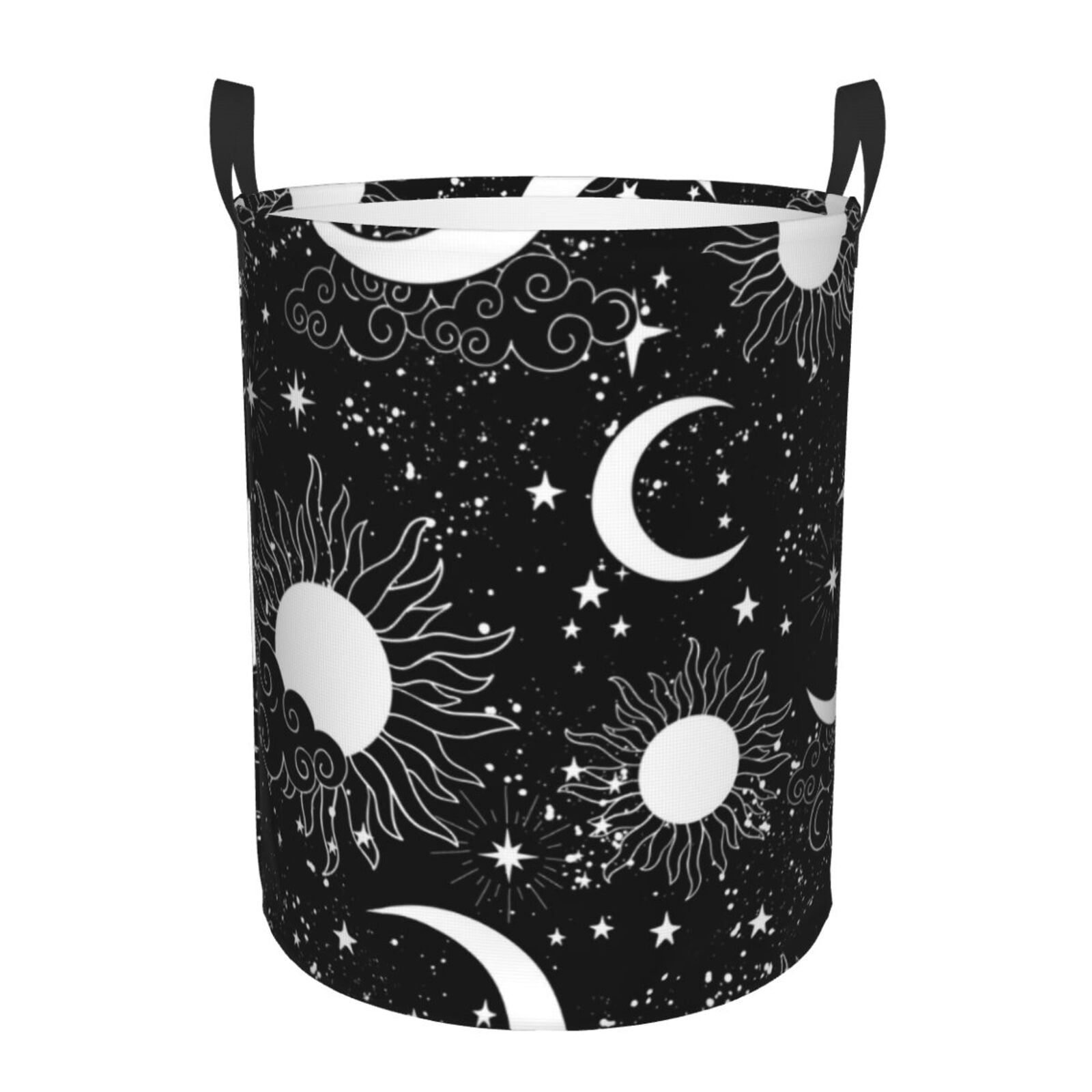 Crescent and Stars Laundry Basket with Handles - Freestanding Laundry ...