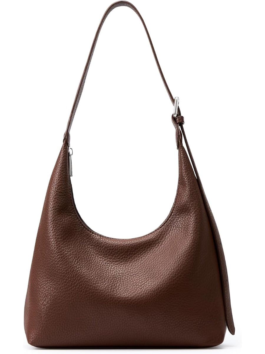 Crescent Tote Bag, Women's Underarm Handbag Vegan Leather Zipper ...