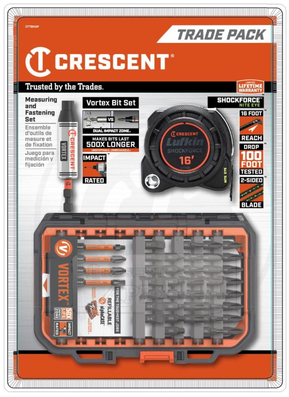 Crescent - Vortex Bit Set with Tape Measure Bh 41Pc, Shockforce Ne, Ap ...