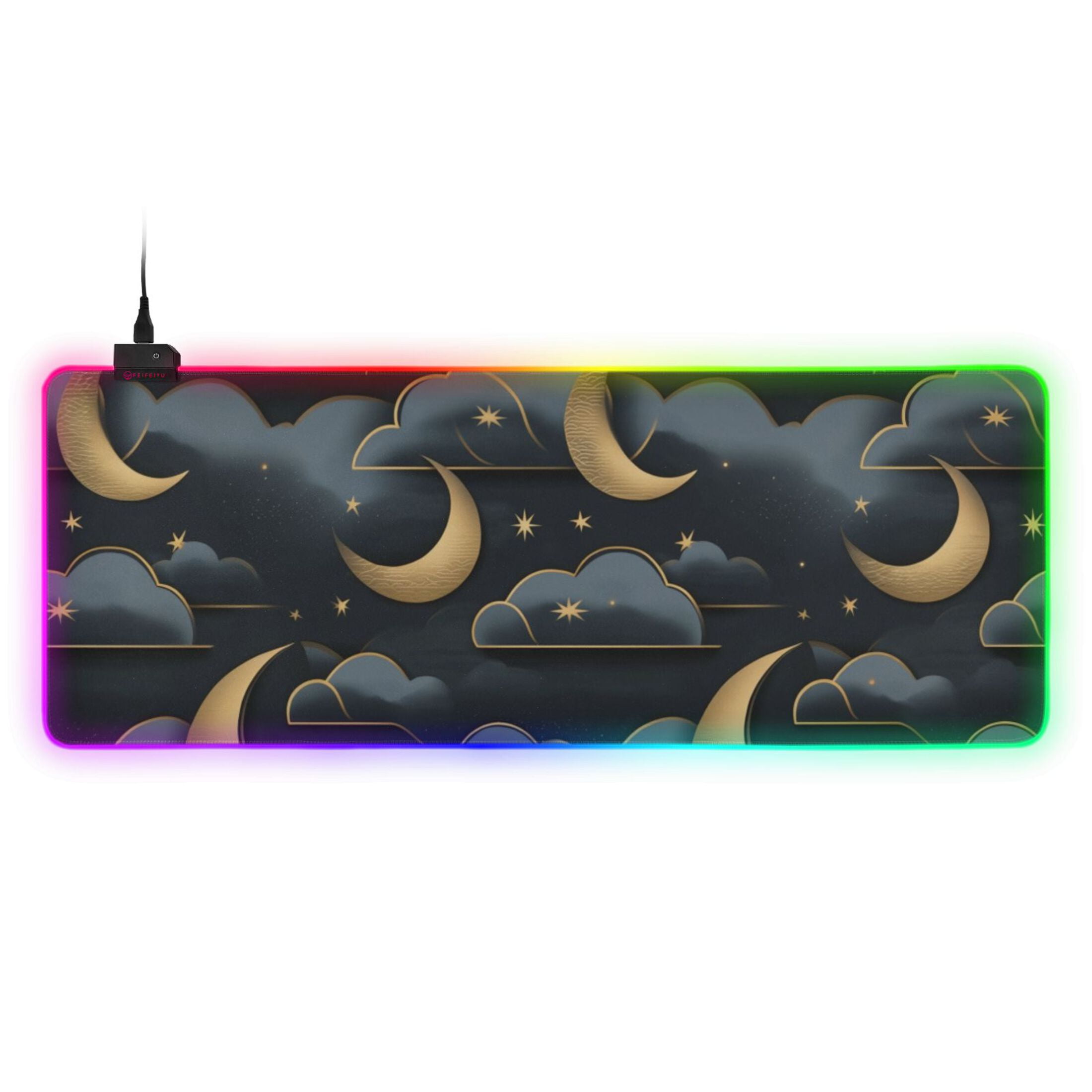 Crescent and Cloud RGB Gaming Mouse Pad Large Keyboard Mat Rubber Base ...