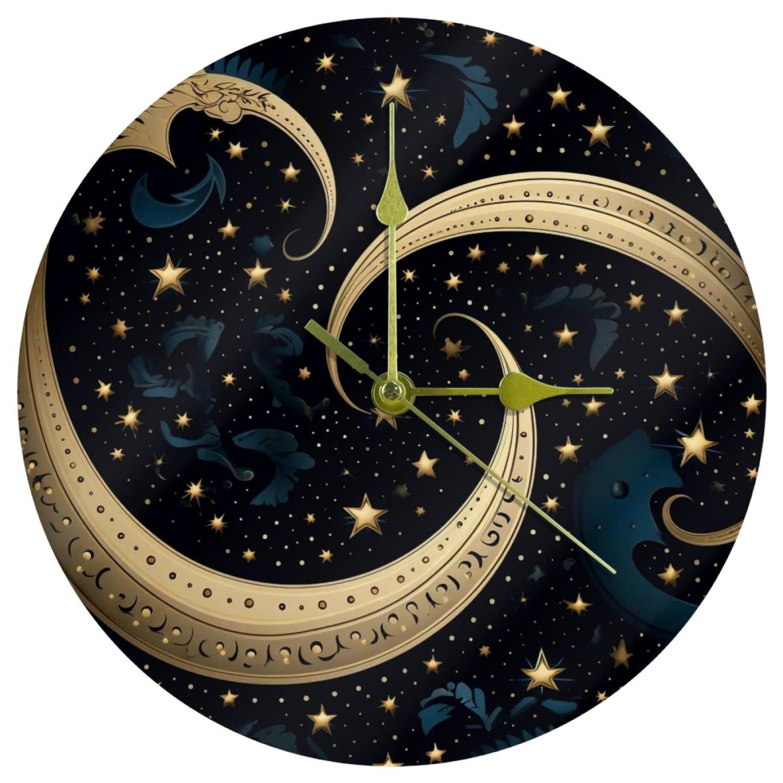Crescent moon symbol 9.8-Inch Round Acrylic Wall Clock, Silent Non ...