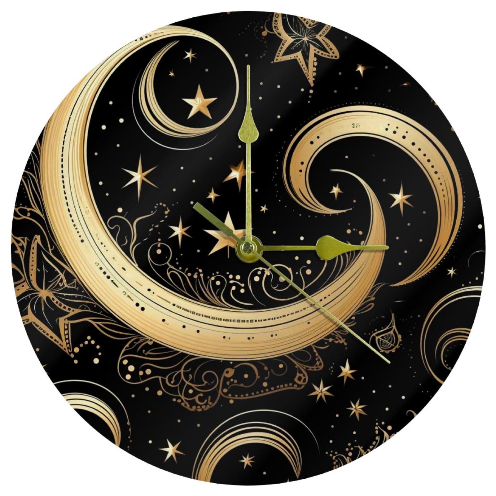 Crescent moon symbol Acrylic Circular Wall Clock - Elegant Timepiece ...