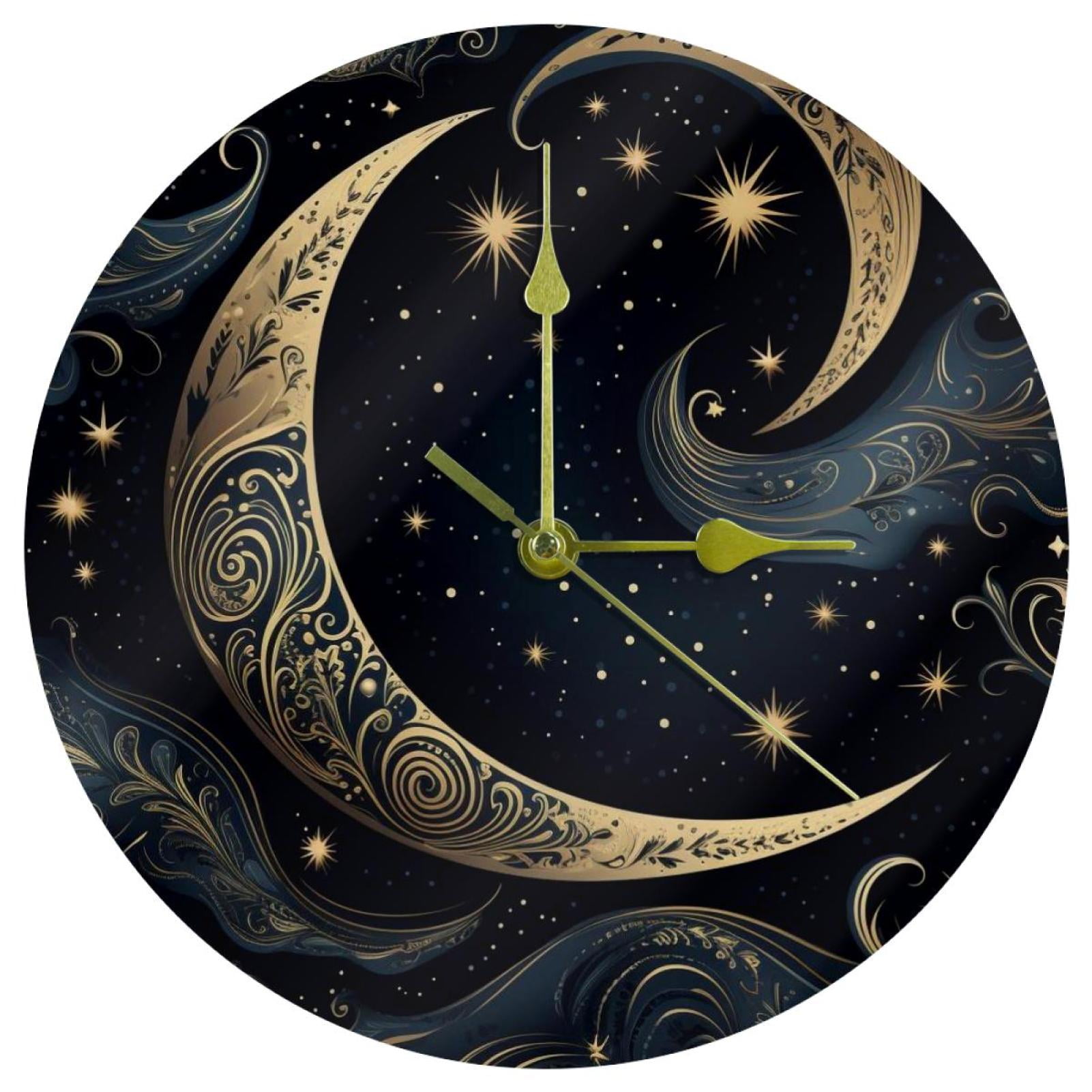Crescent moon symbol Acrylic Circular Wall Clock - Stylish and Durable ...