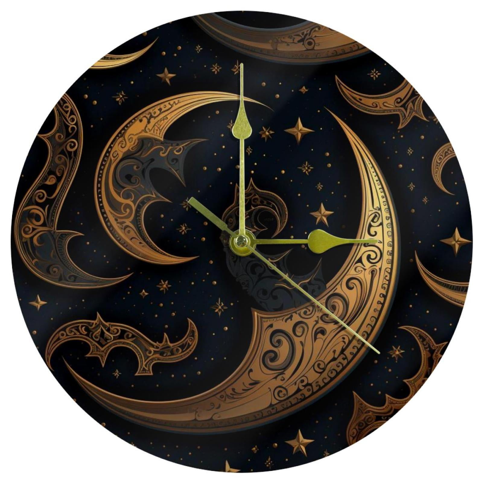 Crescent moon symbol Modern Round Acrylic Wall Clock, 9.8 Inches ...