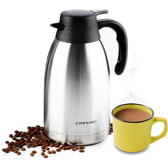 Cresimo 2 Liter Hot Liquid Insulated Metal Thermal Coffee Carafe, Keeps ...