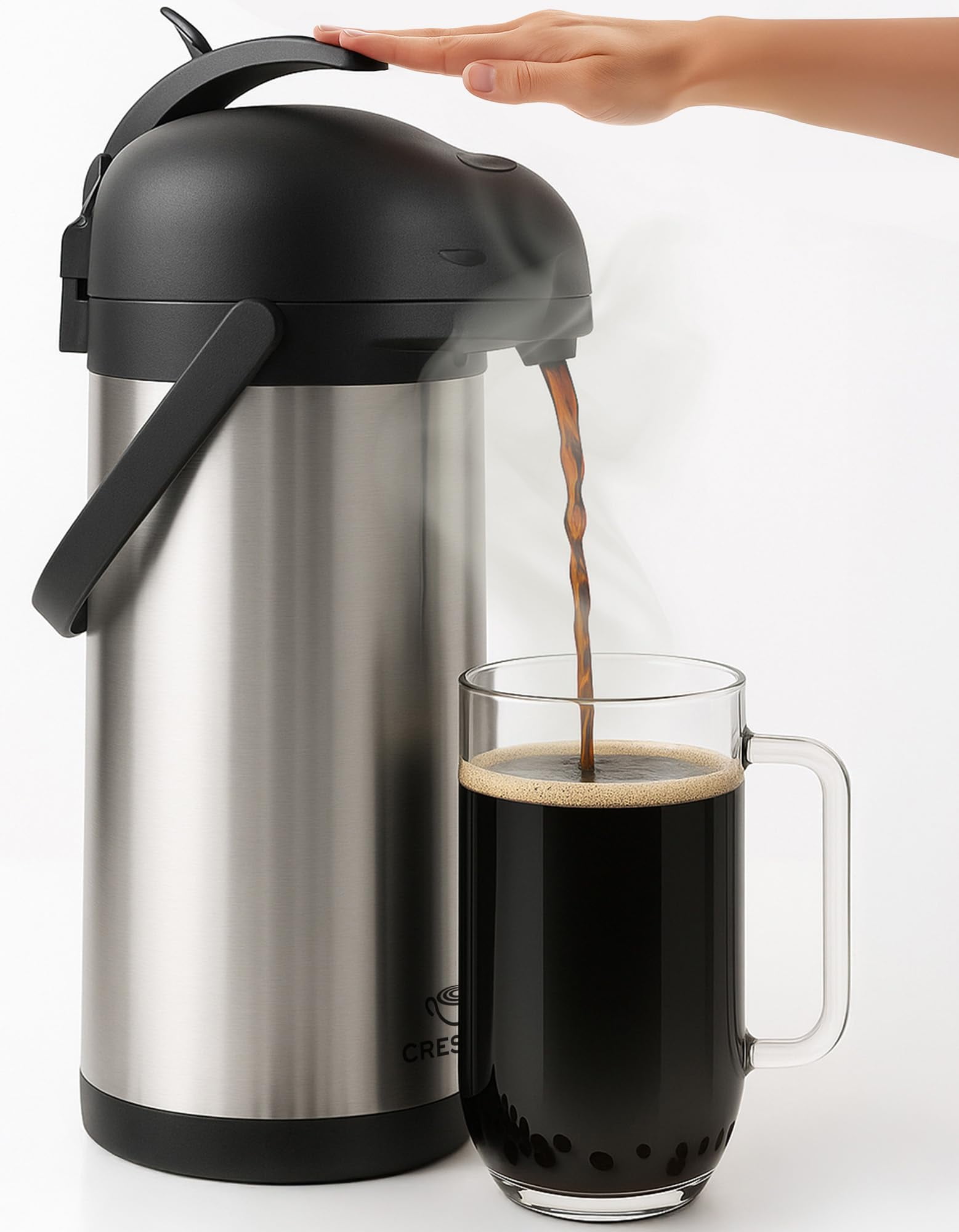 Cresimo Coffee Carafe with Pump - 102oz / 3L Airpot Large Hot Water ...