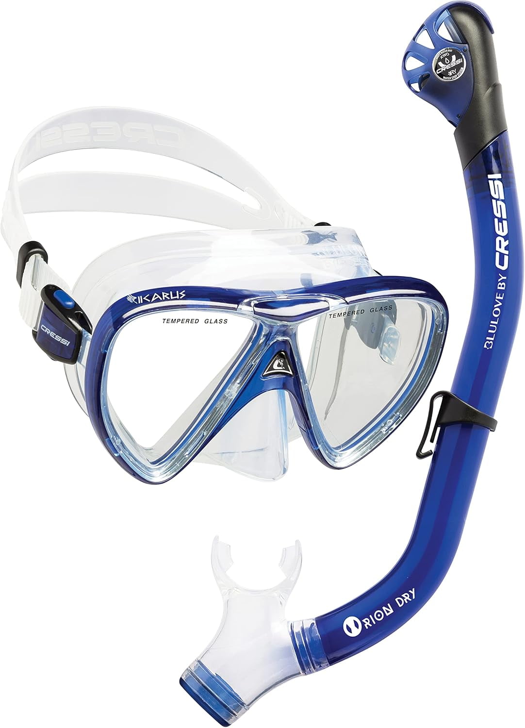 Cressi Adult Snorkeling Kit, Combo Mask & Dry Snorkel Ikarus Orion ...