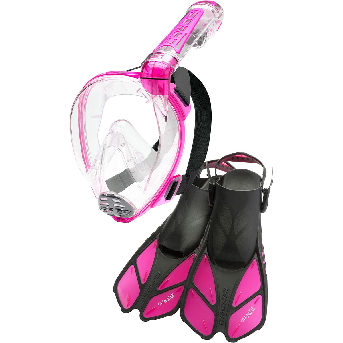 Cressi Duke & Bonete Mask Snorkel Fin Combo (Clear/Translucent Pink, S ...