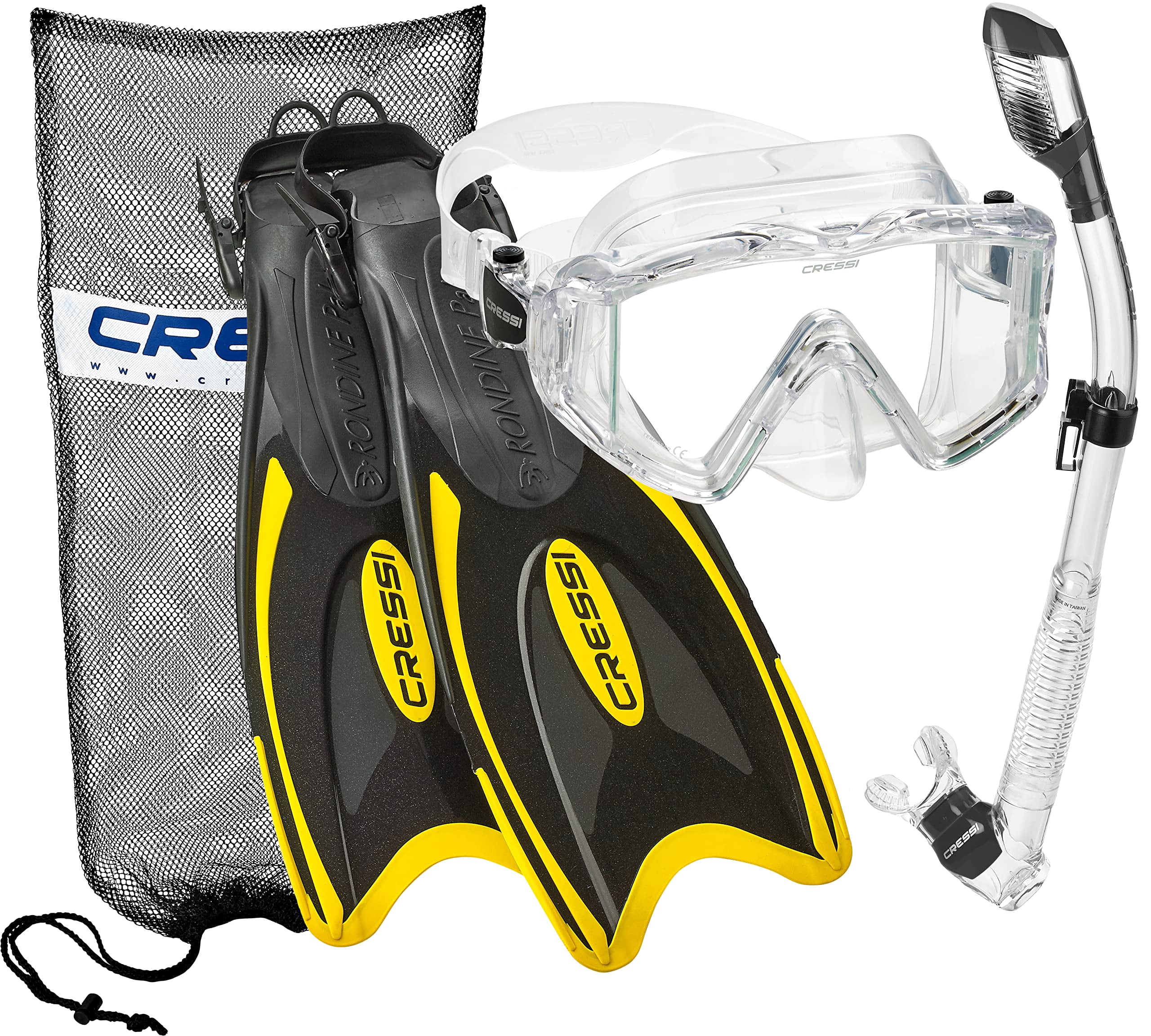 Cressi Italian Design Panoramic View Tempered Glass Lens Snorkel Mask ...