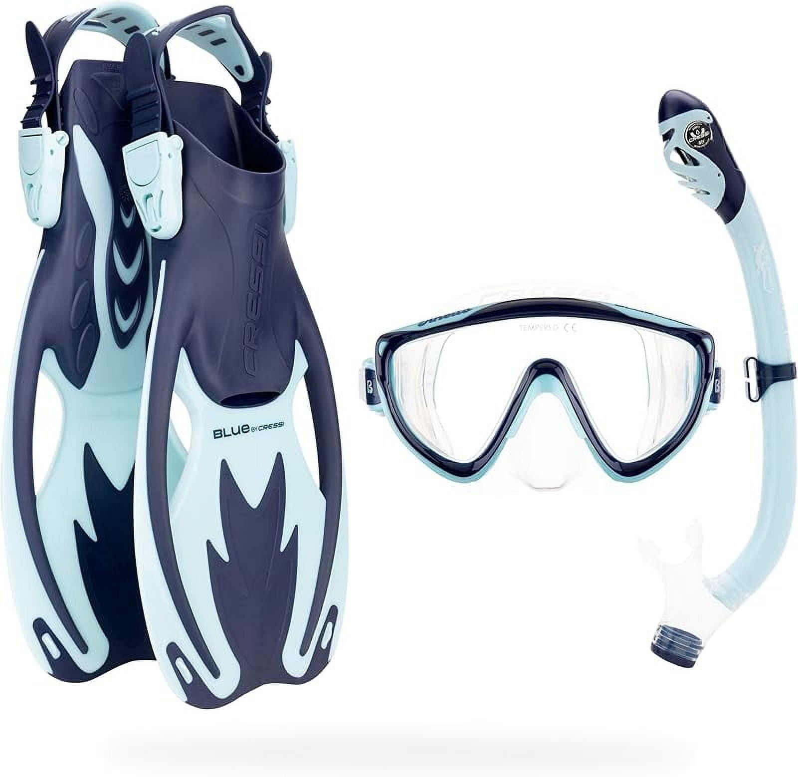 Cressi Kids Snorkeling Set- Short Adjustable Fins, Silicone Mask, and ...