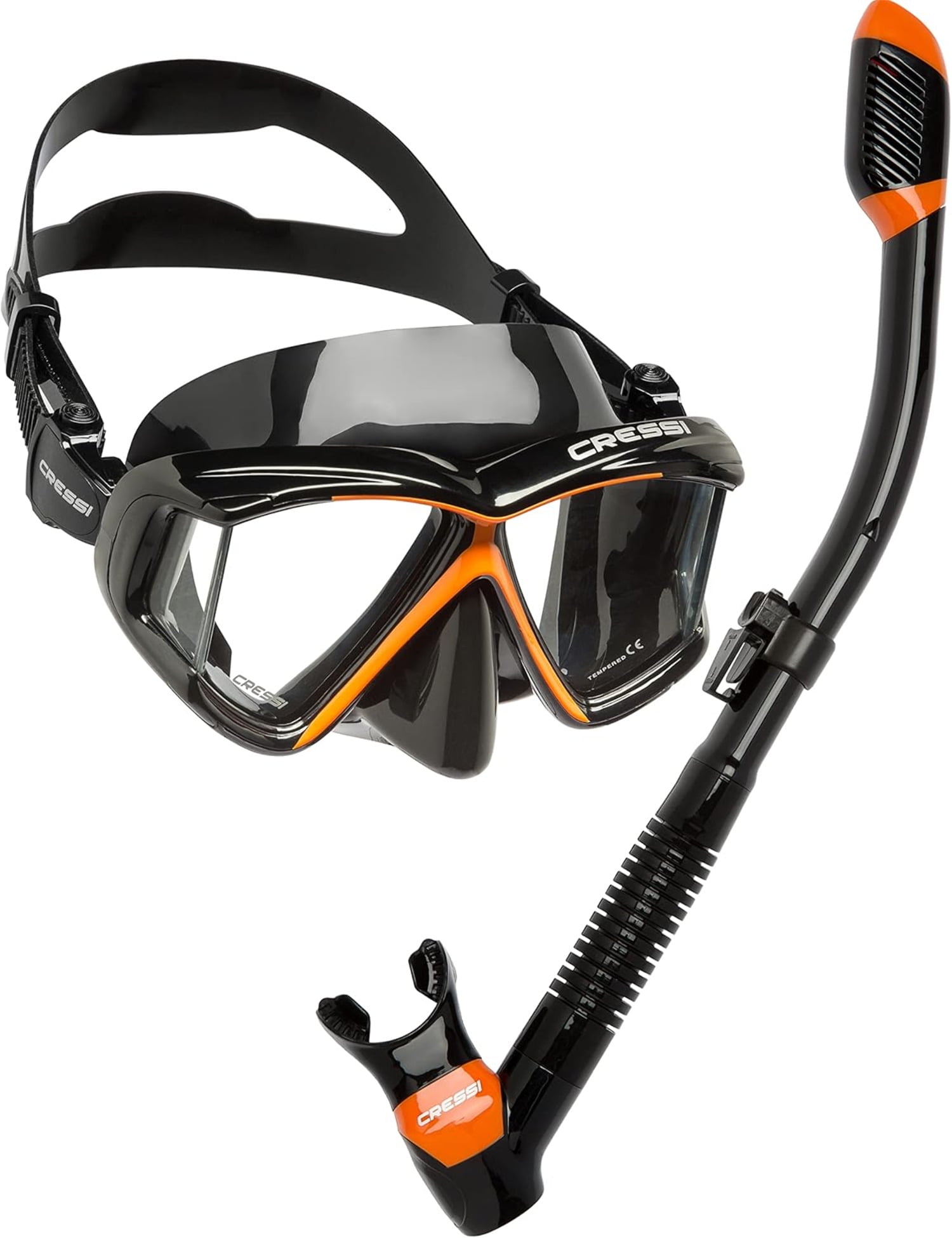 Cressi Panoramic 4 Window Mask Supernova Dry Adult Size Snorkel Combo ...