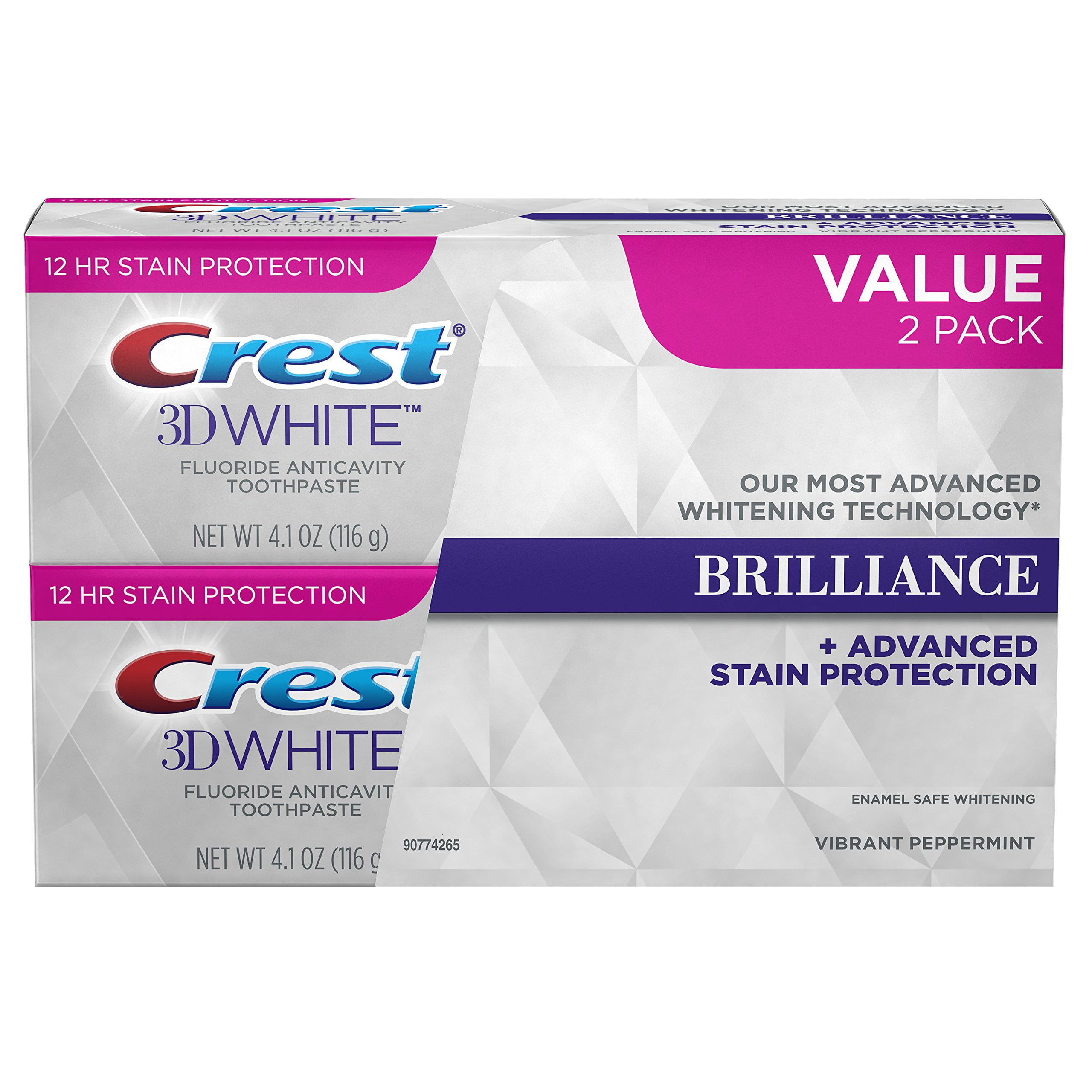Crest 3D Brilliance Vibrant STF9 Teeth Whitening Toothpaste, Peppermint ...