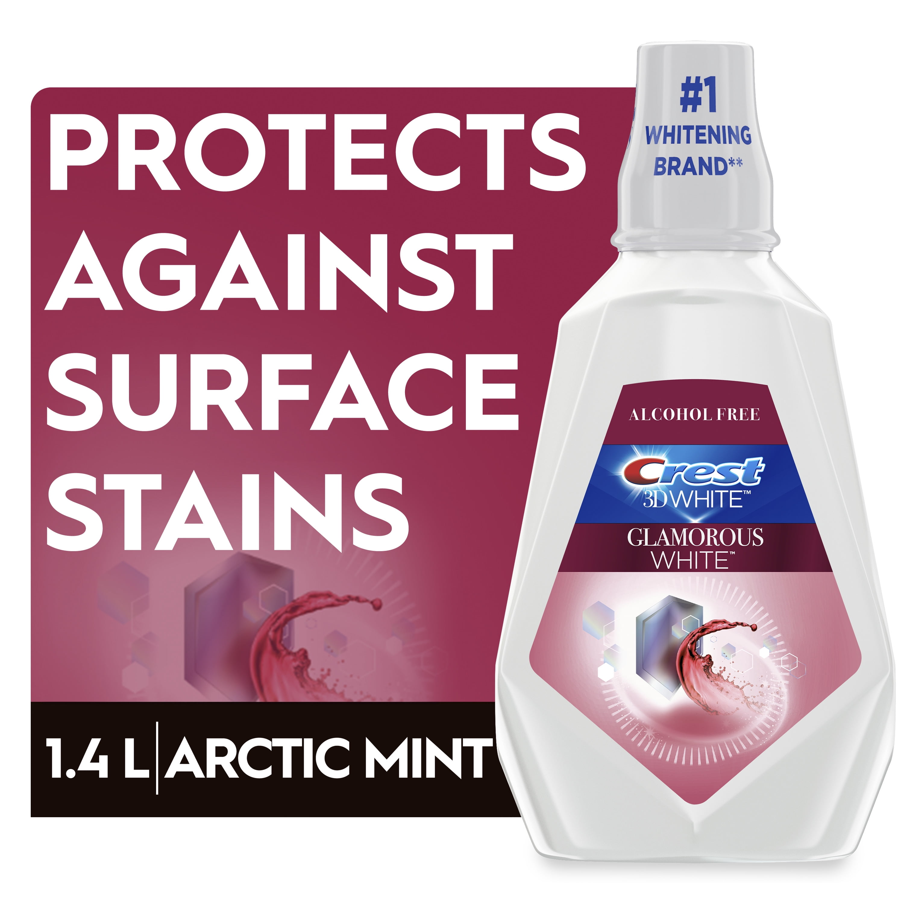 Crest 3D Glamorous White Alcohol Free Multi-Care Whitening Mouthwash ...