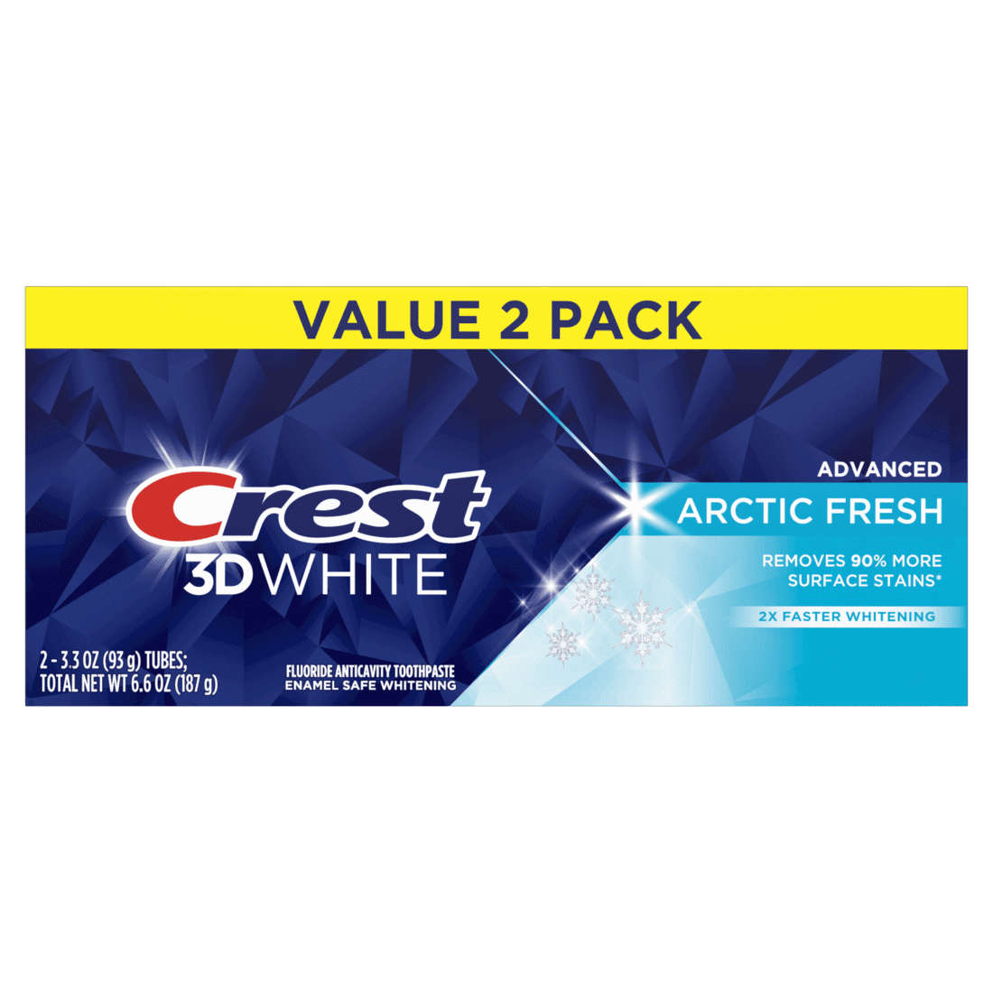 Crest 3D White Advanced Teeth Whitening Toothpaste with Fluoride, Arctic Fresh, 3.3 oz, 2 Pack ...
