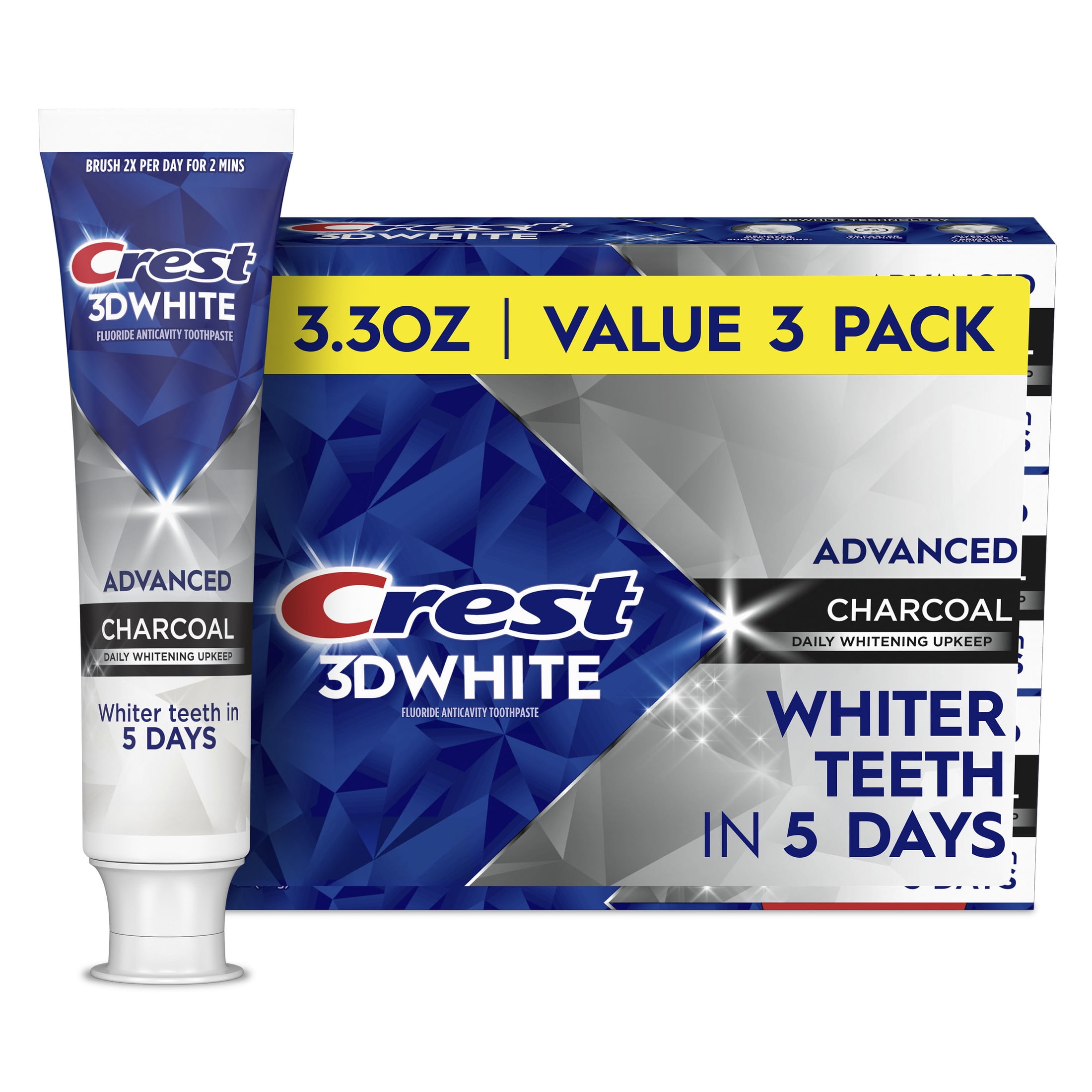 Crest 3DWhite Advanced Charcoal Teeth Whitening Toothpaste, 3.3 oz ...