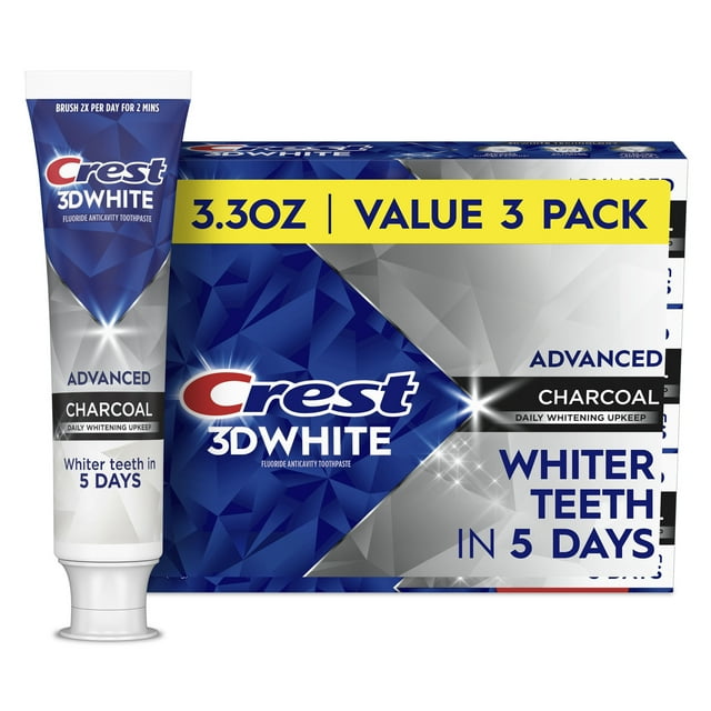 Crest 3DWhite Advanced Charcoal Teeth Whitening Toothpaste, 3.3 oz ...