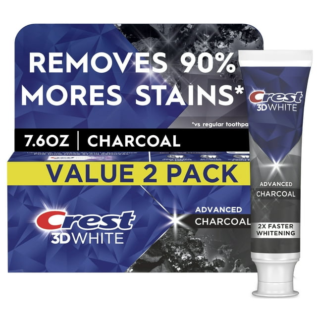 Crest 3D White Advanced Charcoal Mint Toothpaste, Bright Whitening, 3 ...