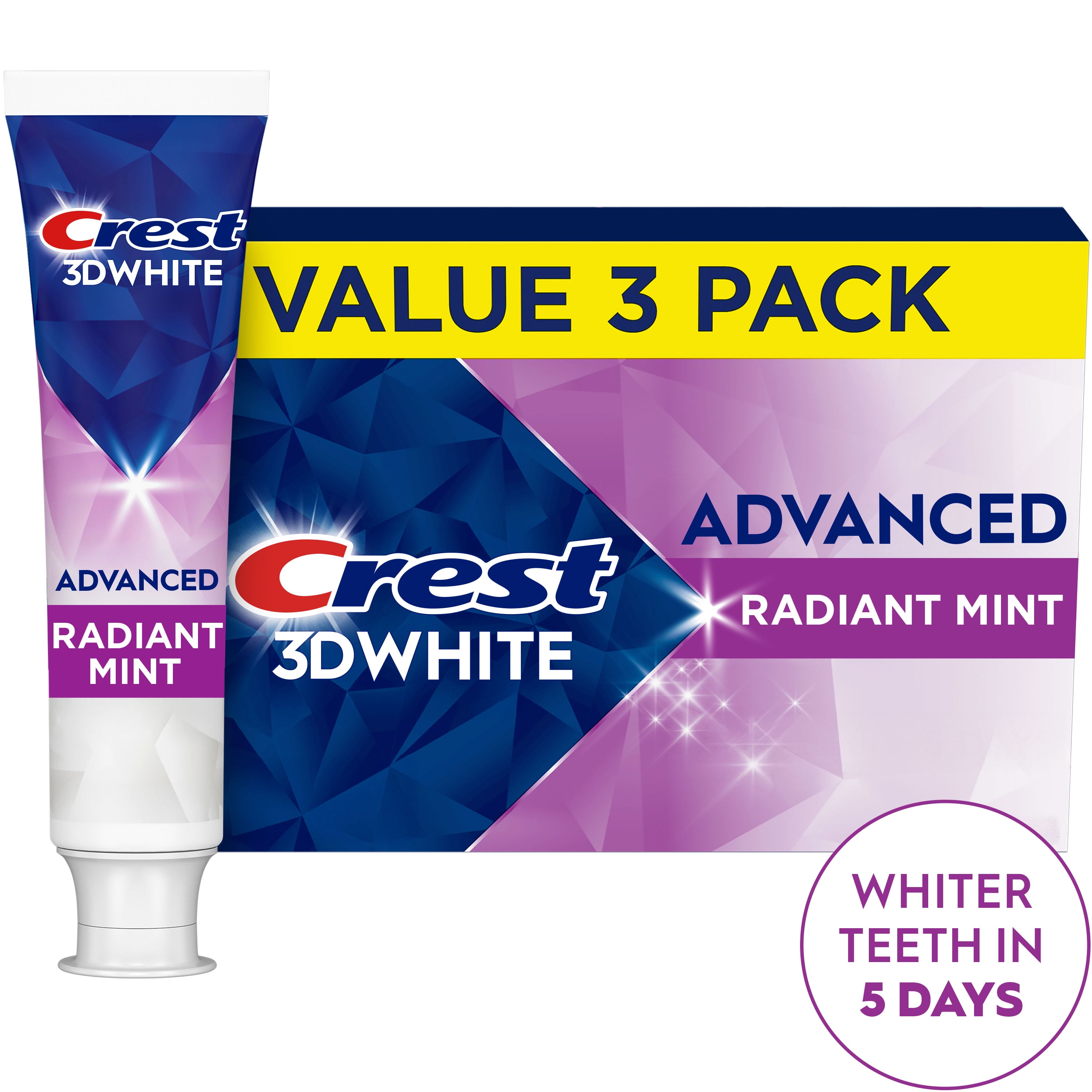 Crest Teeth Whitening Toothpaste Radiant Mint 3.3 oz Pack of 3 Brighten ...