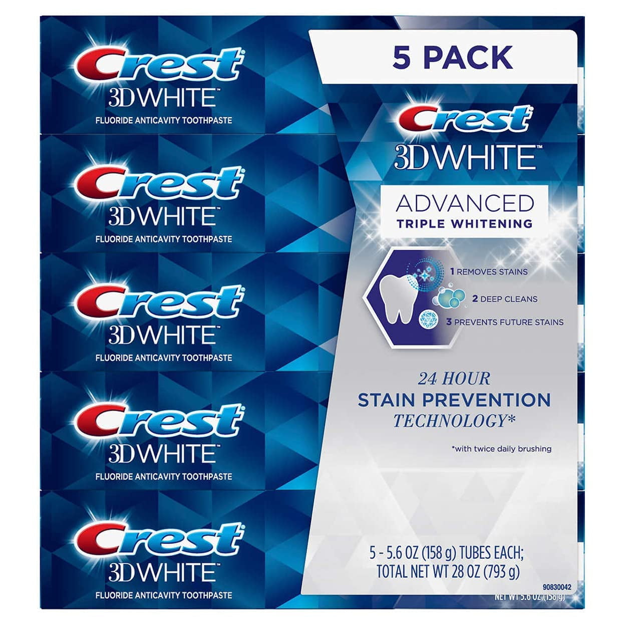 Crest 3D White Advanced Triple Whitening 5-Pack - Walmart.com