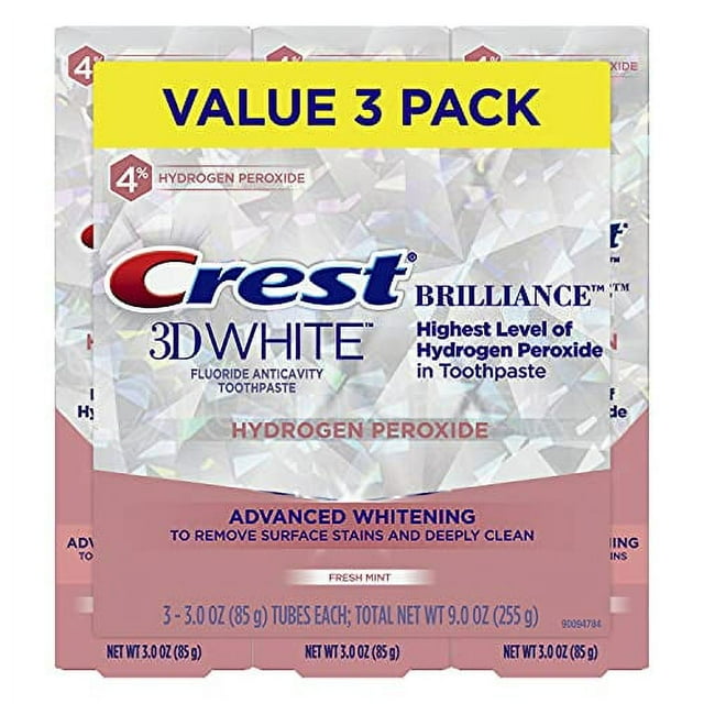 Crest 3D Brilliant Whitening Hydrogen Peroxide Toothpaste, Fluoride ...