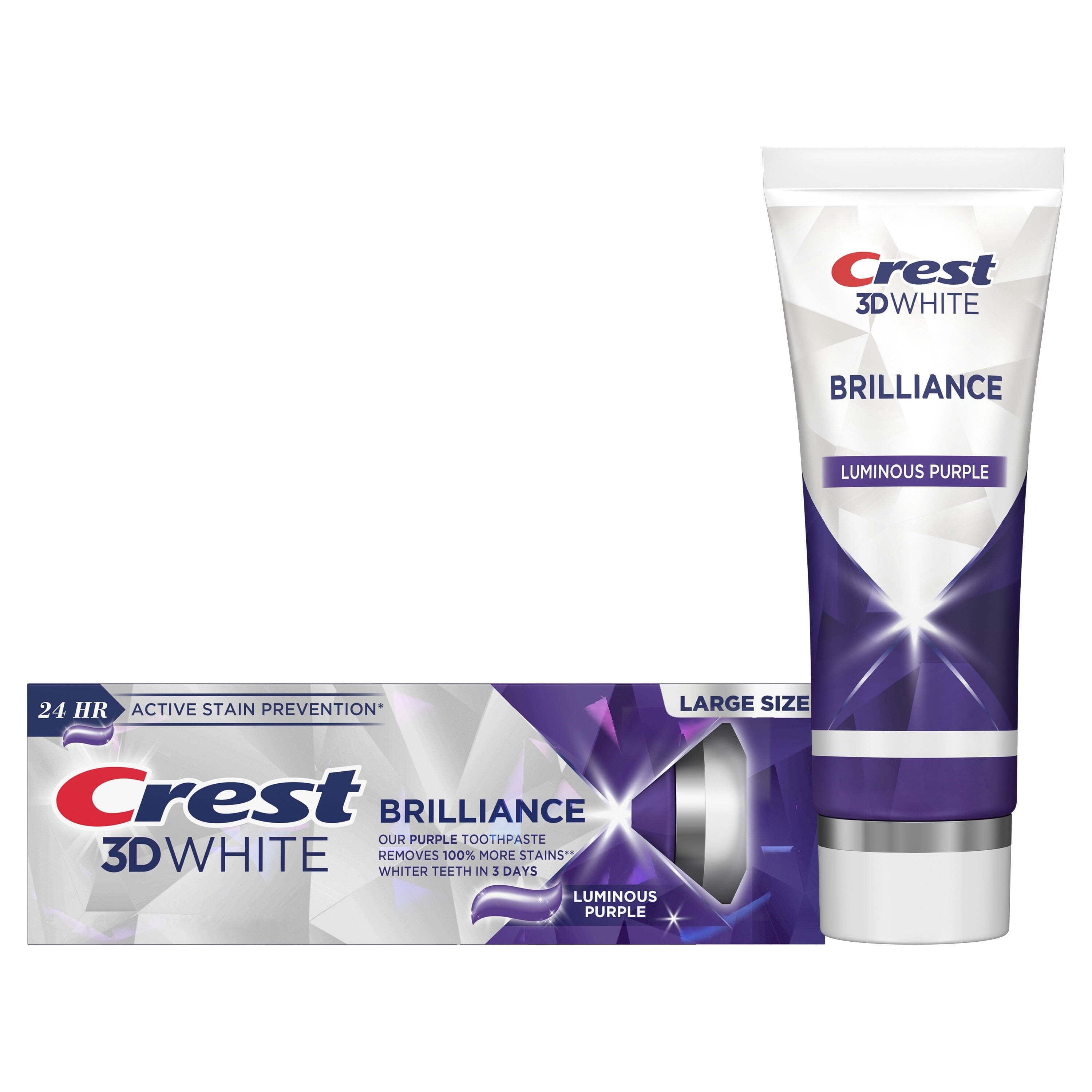 Crest 3D White Brilliance Luminous Purple Teeth Whitening Toothpaste, 4.6 oz, Anticavity ...