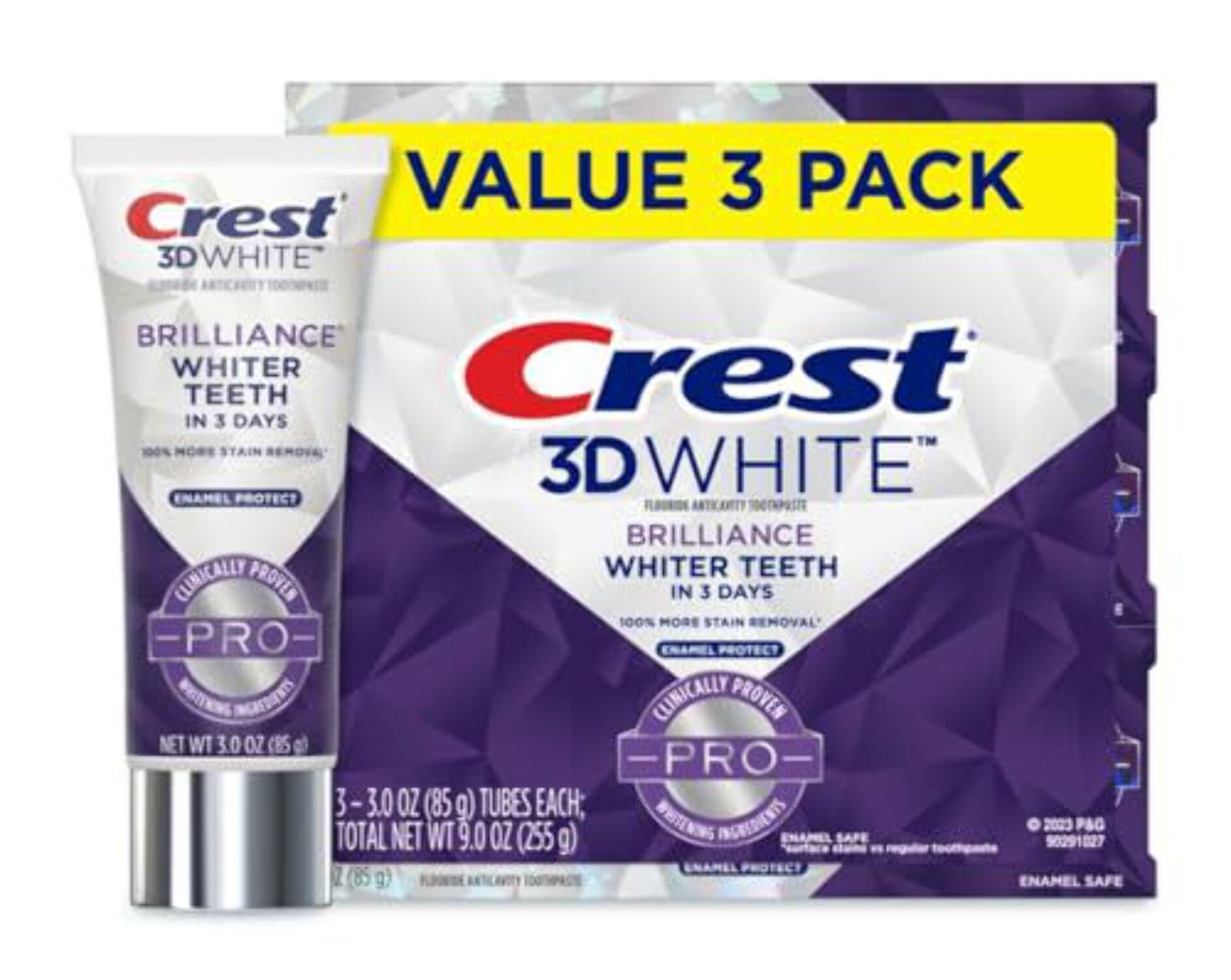 Crest 3D White Brilliance Pro Enamel Protect 3oz 3 Pack - Walmart.com