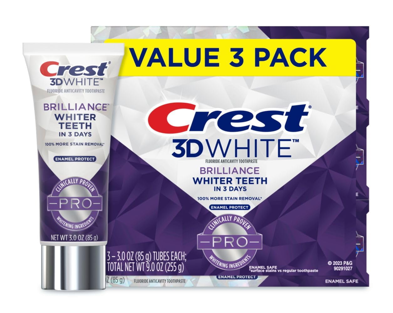 Crest 3D White Brilliance Pro Enamel Protect 3.0 oz 3 Pack. - Walmart.com