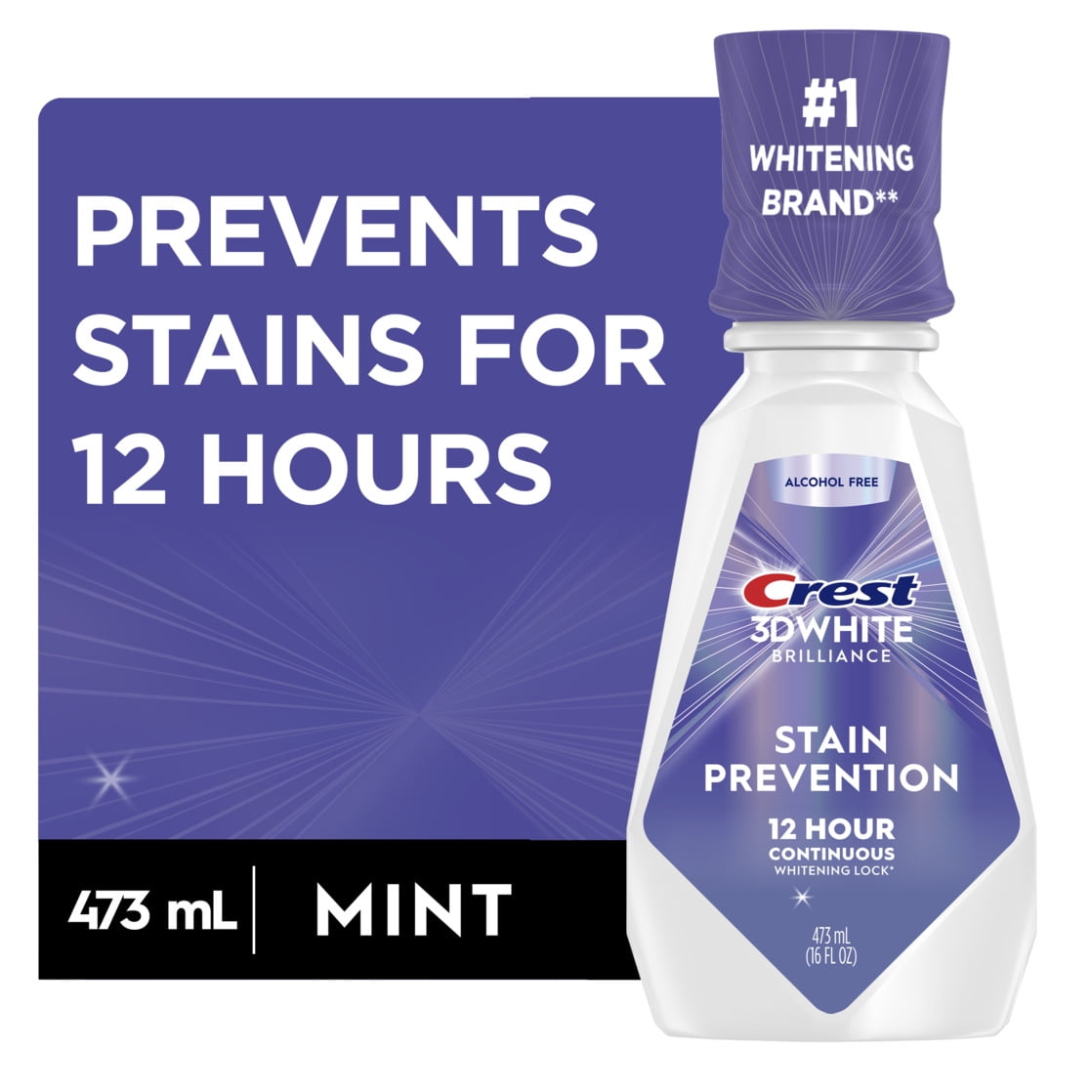 Crest 3D White Brilliance Stain Prevention Mouthwash / Rinse 473 mL- 12 ...