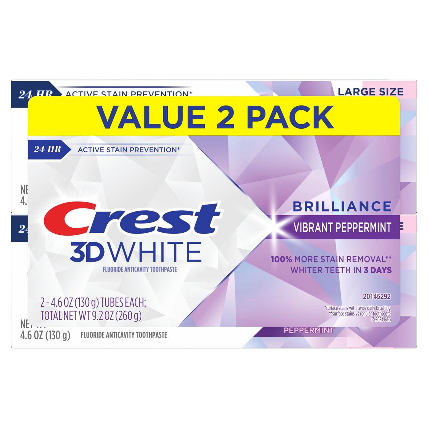 Crest 3D White Brilliance Toothpaste Vibrant Peppermint - 2 pk - 9.2 oz ...