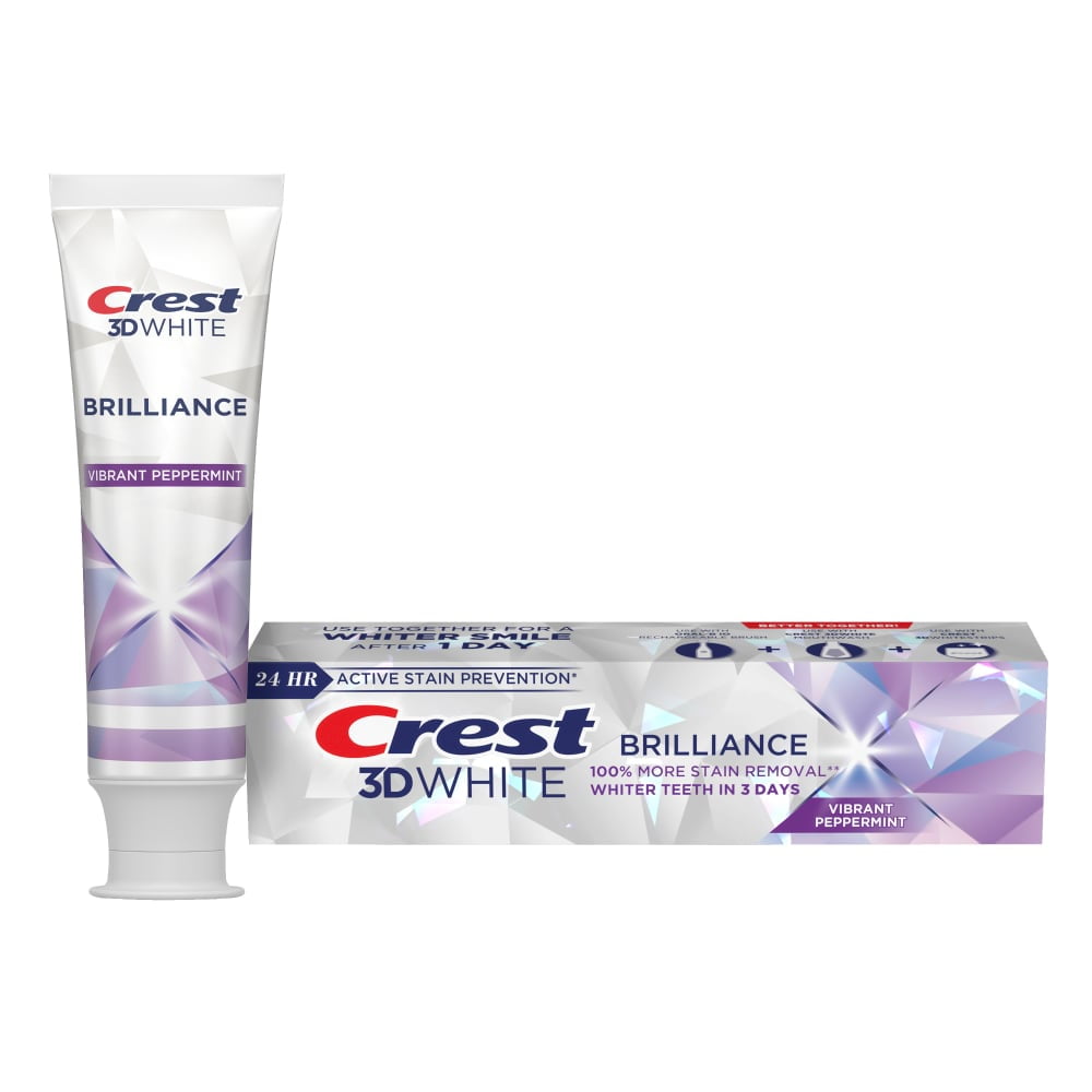 Crest 3D White Brilliance Vibrant Peppermint Teeth Whitening Anticavity ...