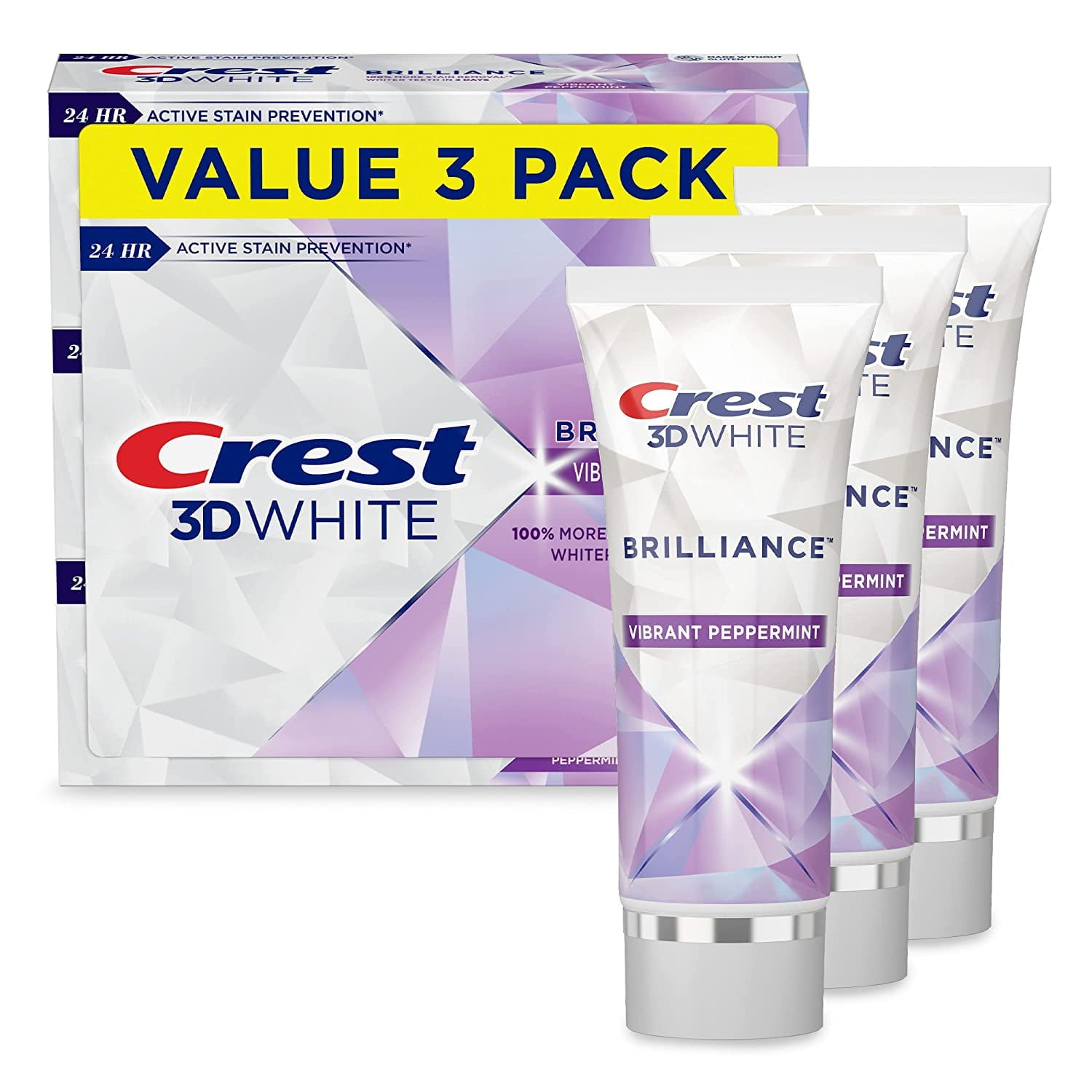 Crest 3D White Brilliance Vibrant Peppermint Teeth Whitening Toothpaste ...