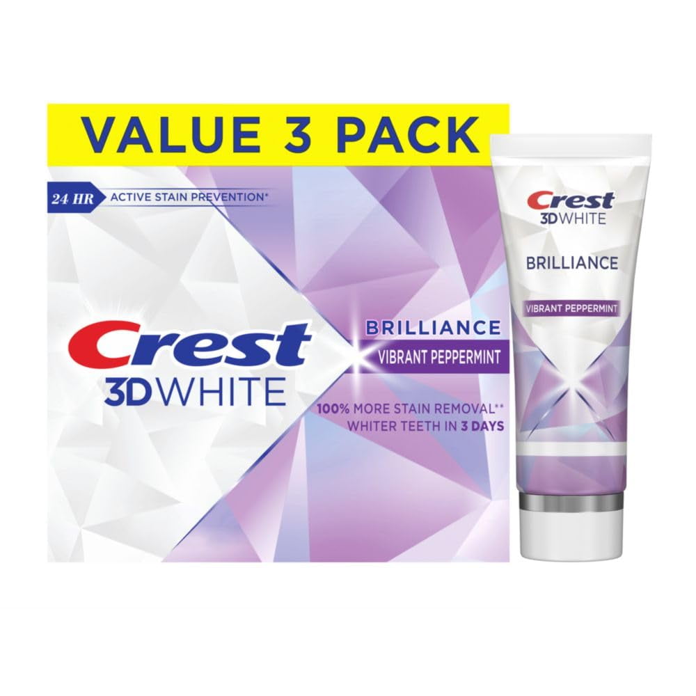 Crest 3D White Brilliance Vibrant Peppermint Teeth Whitening Toothpaste ...