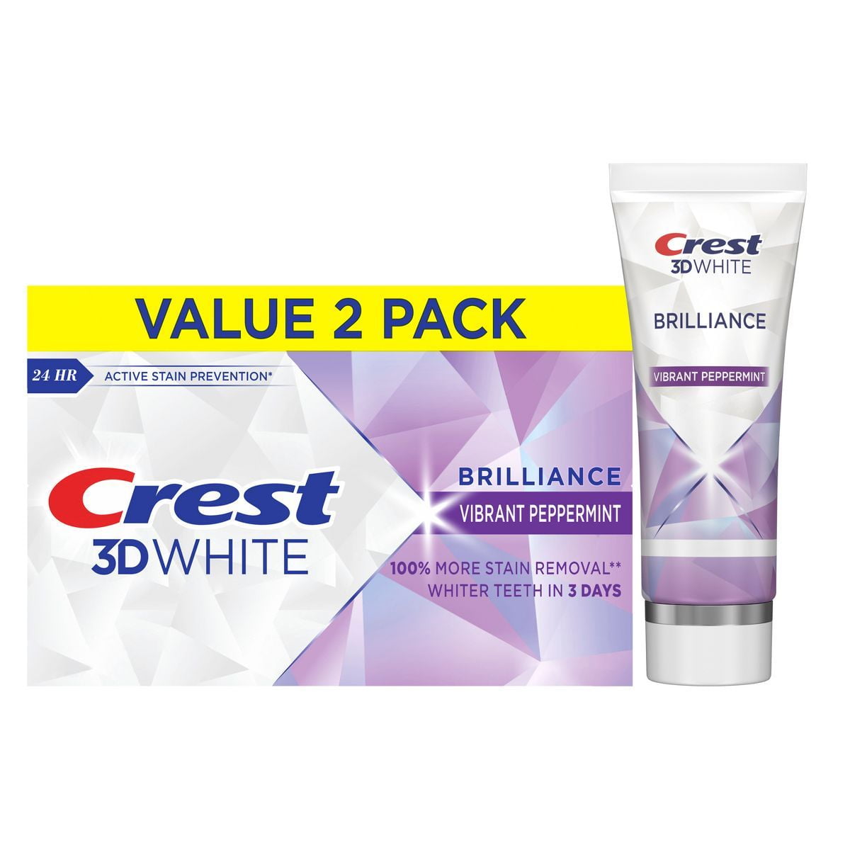 Crest 3D White Brilliance Vibrant Toothpaste - Peppermint - 4.6oz/2pk ...