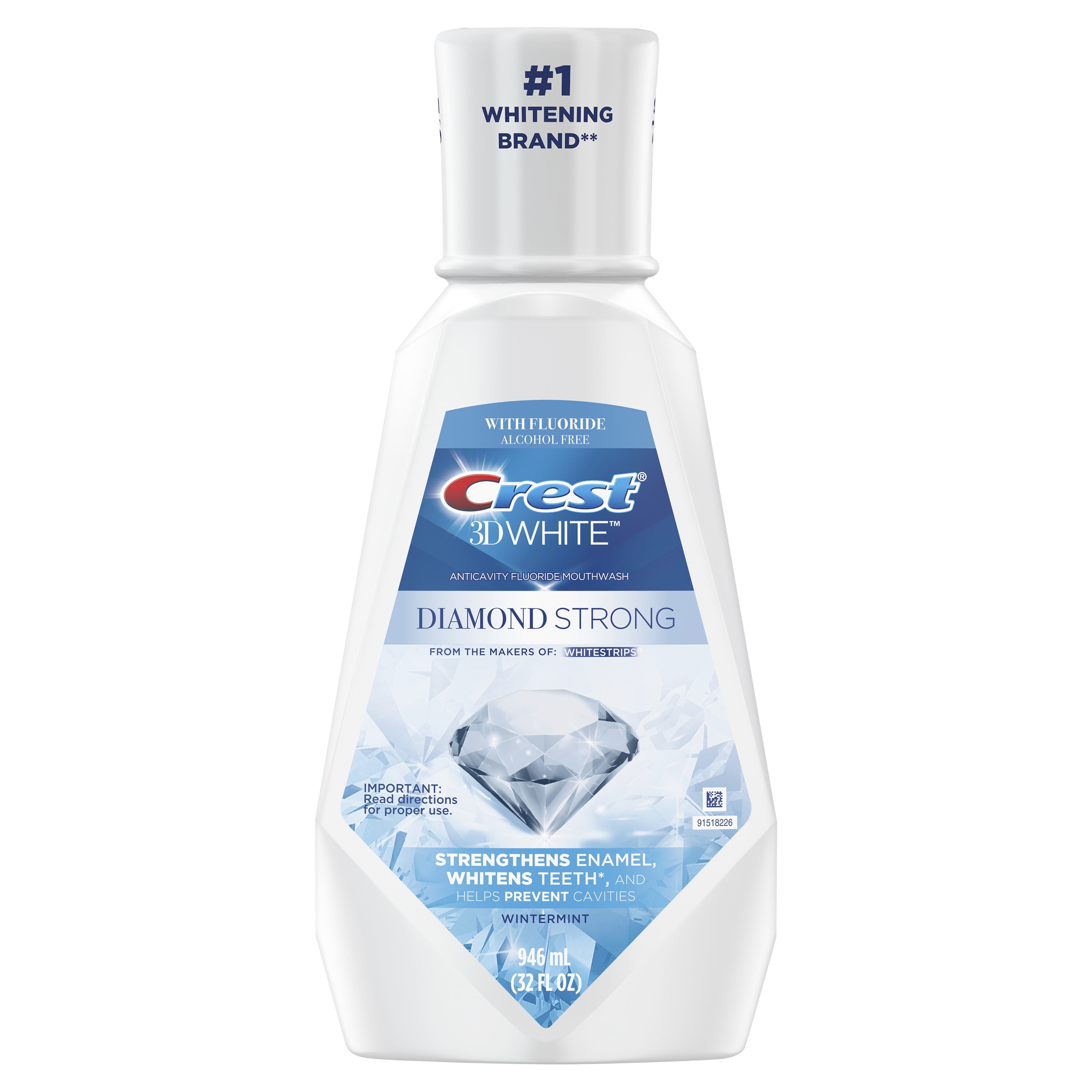 Crest 3D White Diamond Strong Alcohol Free Fluoride Mouthwash, Clean ...